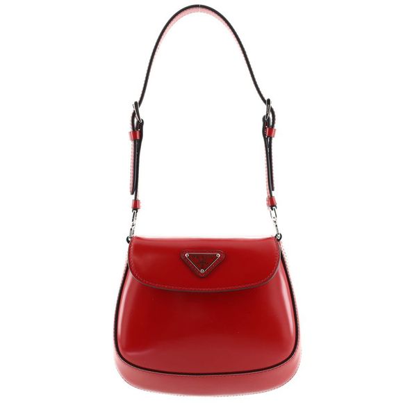 Prada | Bags | Prada Cleo Flap Shoulder Bag Spazzolato Leather Mini Red ...